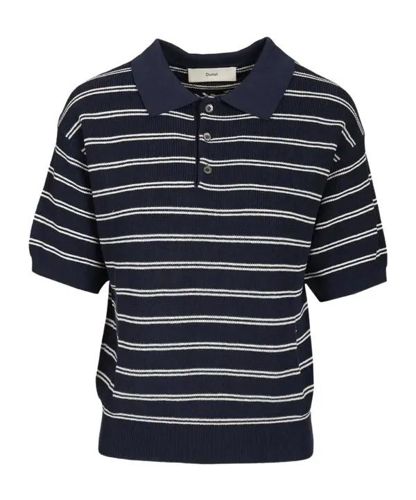 DUNST Striped Polo Knitted Top