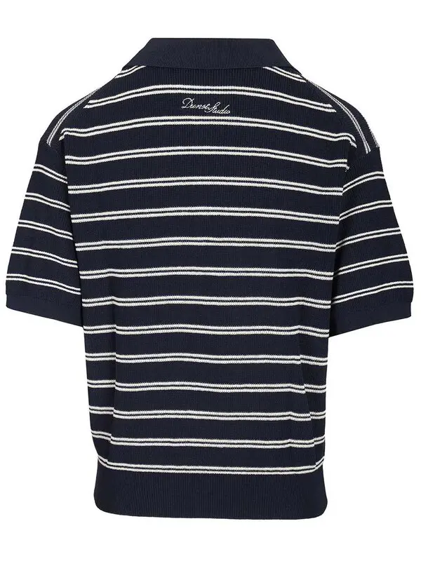 DUNST Striped Polo Knitted Top