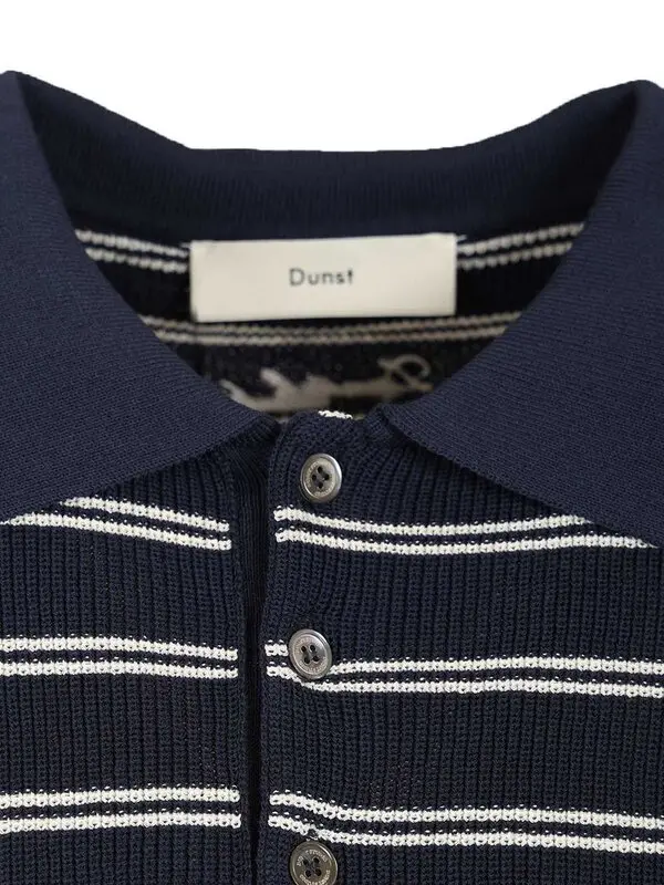 DUNST Striped Polo Knitted Top