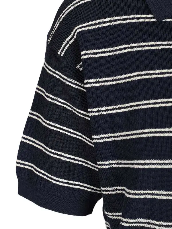 DUNST Striped Polo Knitted Top