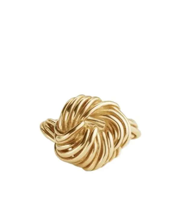 Bottega Veneta Knotted Pendant Ring In Gold - Yellow