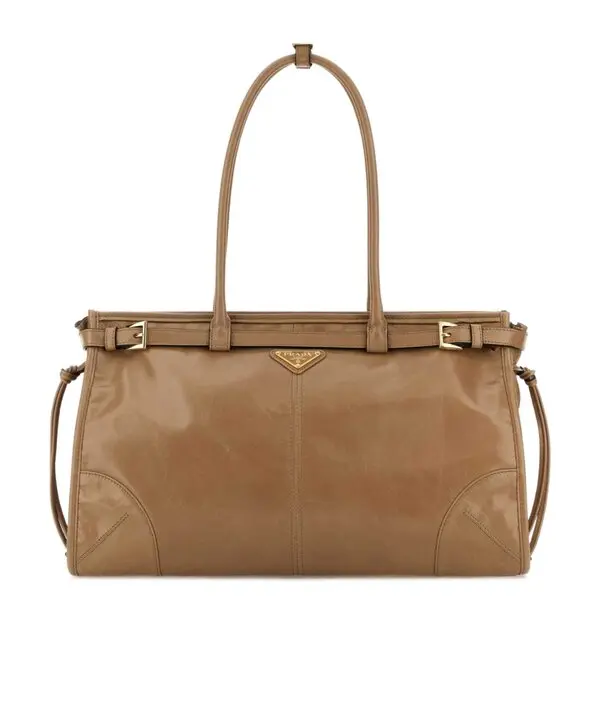 Prada Triangle-logo Drawstring Shoulder Bag - Bean Paste Color
