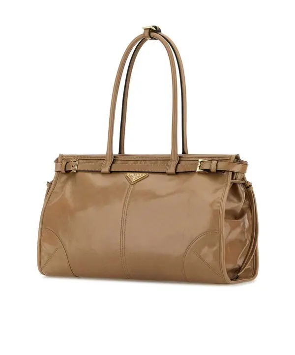 Prada Triangle-logo Drawstring Shoulder Bag - Bean Paste Color
