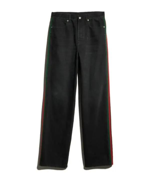 Gucci Web Stripe Baggy Jeans - Black
