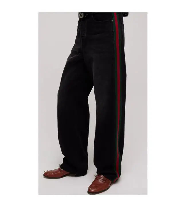 Gucci Web Stripe Baggy Jeans