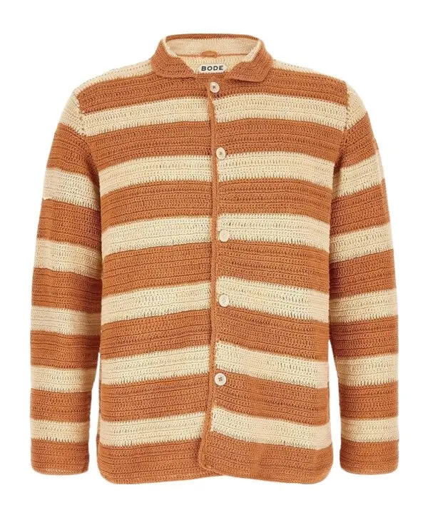 BODE Striped Crochet Cardigan
