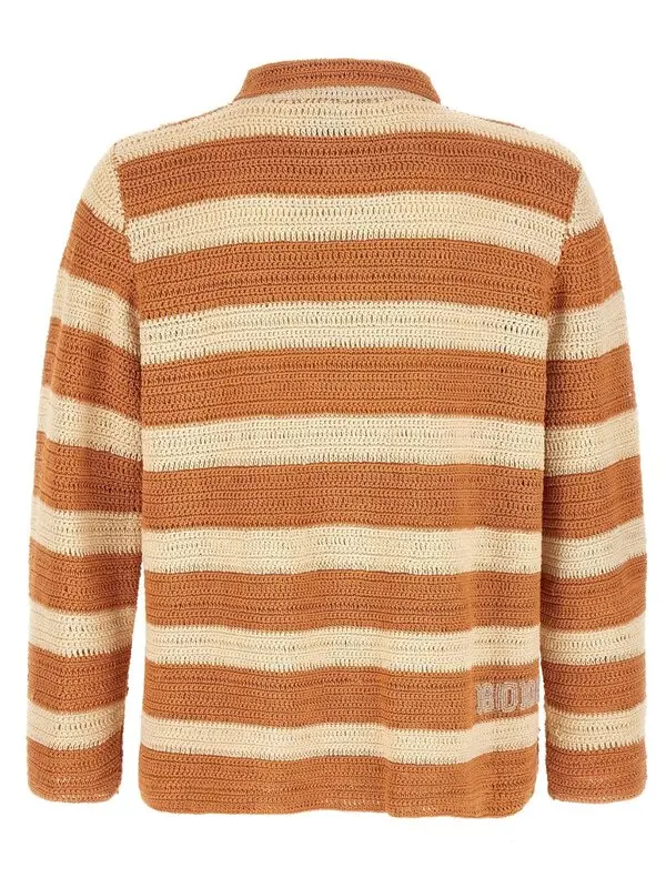 BODE Striped Crochet Cardigan