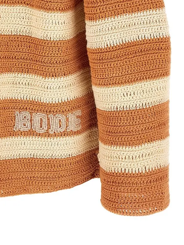 BODE Striped Crochet Cardigan