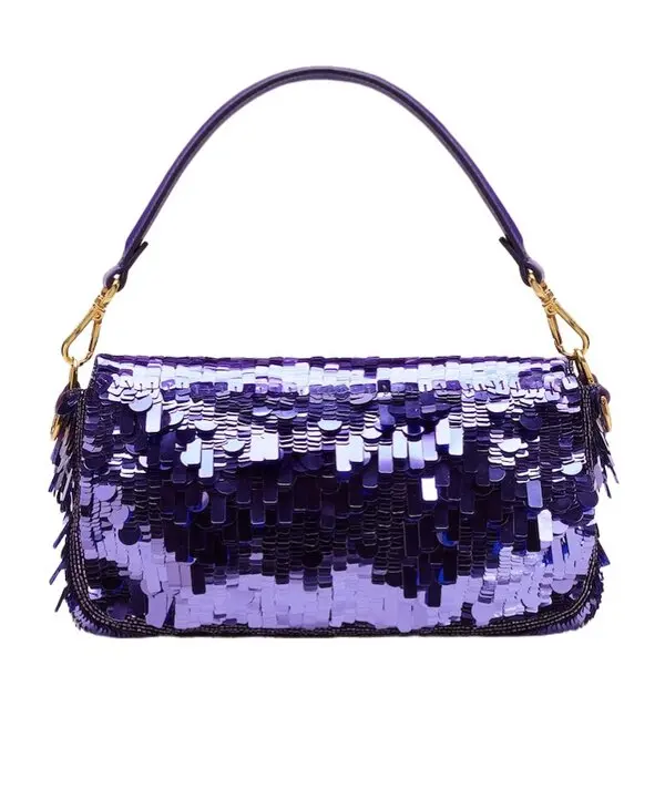 Fendi Medium Sequined Baguette Bag - Black