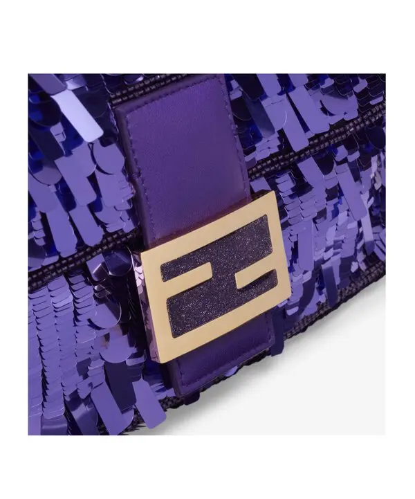 Fendi Medium Sequined Baguette Bag - Black
