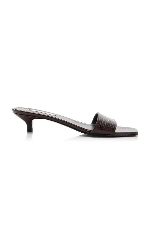 TOTEME Lizard-embossed Leather Mules - Brown