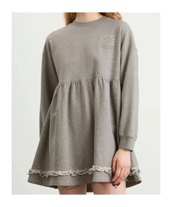 GANNI Isoli Sweatshirt Dress With Ruffled Hem