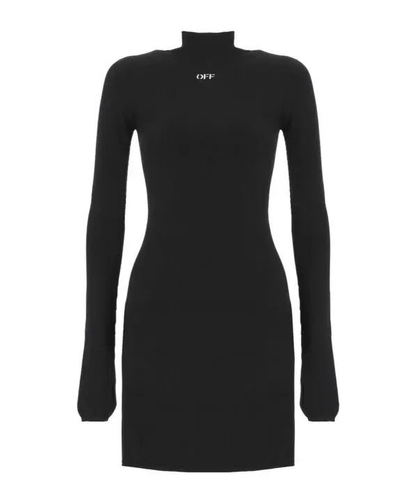 Off-White Logo-print High Neck Mini Dress