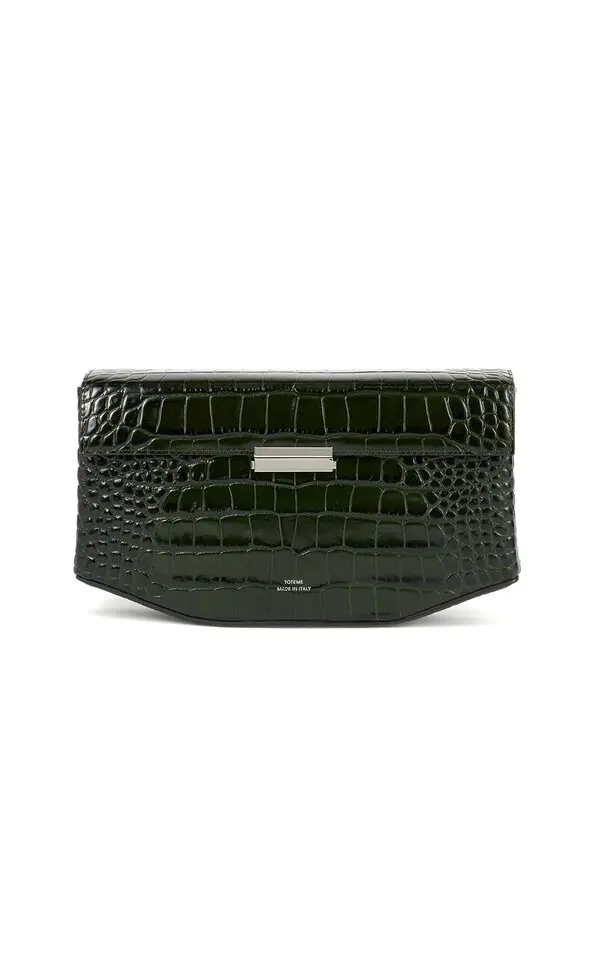 TOTEME Clip Croc-embossed Leather Shoulder Bag - Green