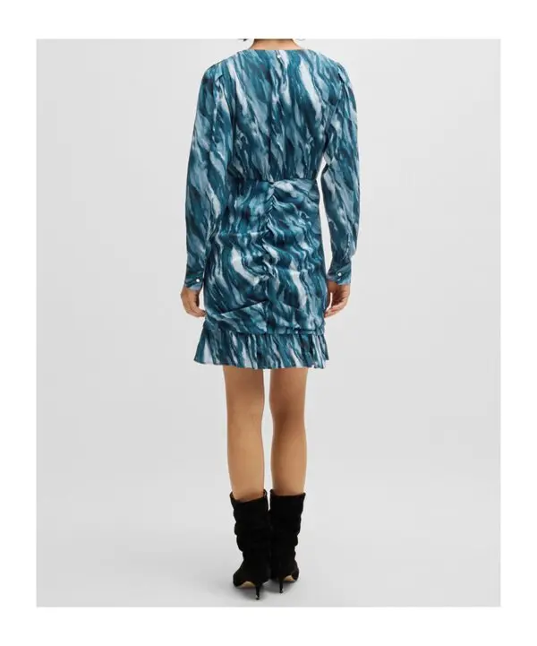 Hugo Boss Abstract Pattern V-neck Mini Dress