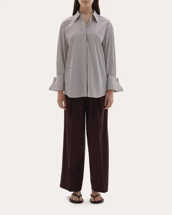 JOAEN Lowell Stripe Italian Cotton Button-up Top