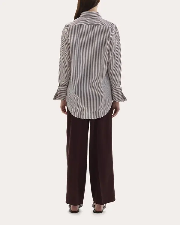 JOAEN Lowell Stripe Italian Cotton Button-up Top