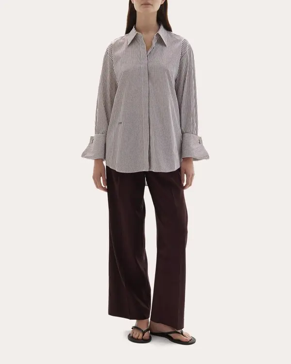 JOAEN Lowell Stripe Italian Cotton Button-up Top