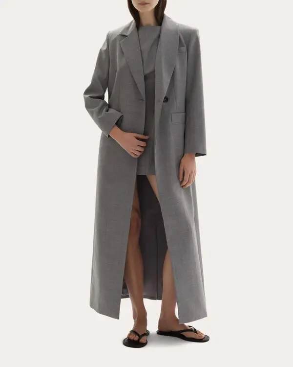 JOAEN Allora Wool Asymmetric Lapel Coat
