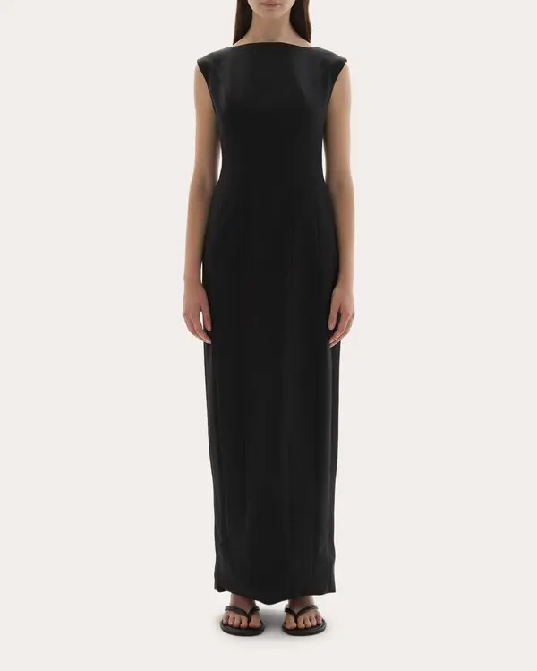 JOAEN Kelli Wool Structured Boatneck Maxi Dress
