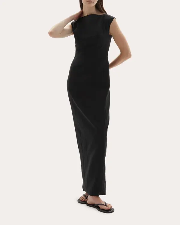 JOAEN Kelli Wool Structured Boatneck Maxi Dress