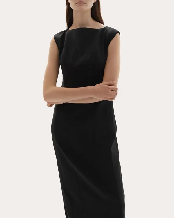 JOAEN Kelli Wool Structured Boatneck Maxi Dress