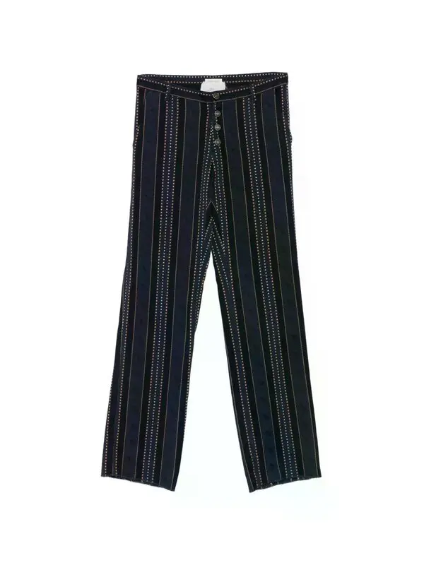 ROMEO GIGLI Striped Jacquard Button-fastening Trousers - Blue