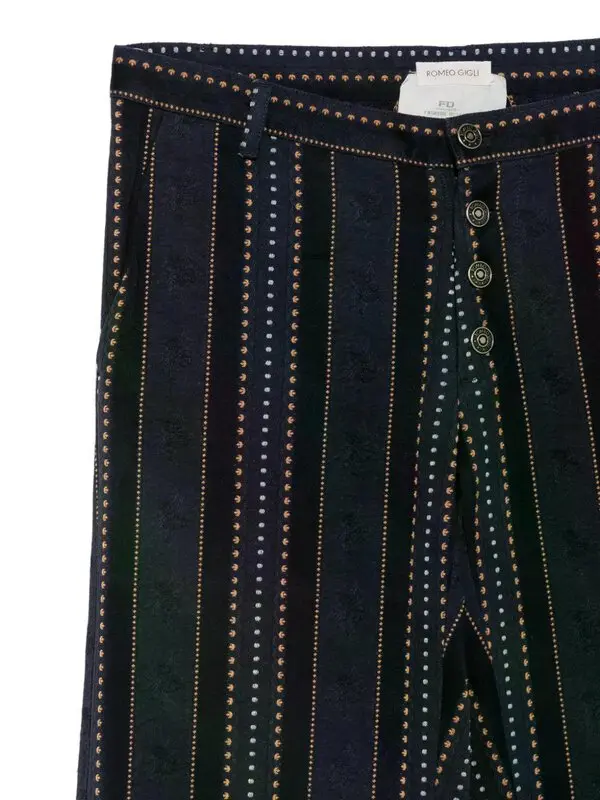 ROMEO GIGLI Striped Jacquard Button-fastening Trousers