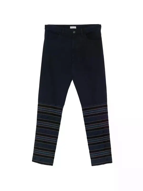 ROMEO GIGLI Pattern-print Cotton Trousers - Blue