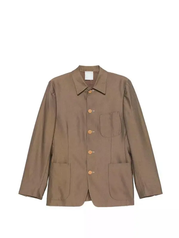 ROMEO GIGLI 1999s Diagonal-stripe Button-up Jacket - Neutrals