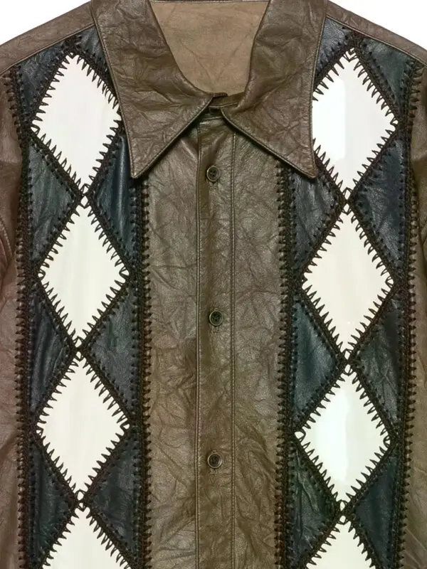 ROMEO GIGLI 1990s Argyle Patchwork Leather Jacket