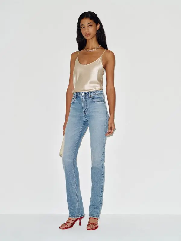 REFORMATION Donny Stretch High Rise Slim Jeans - Blue
