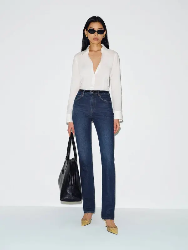 REFORMATION Donny Stretch High Rise Slim Jeans - Blue