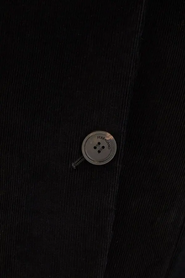 FERRAGAMO Black Corduroy Blazer - Multicolor