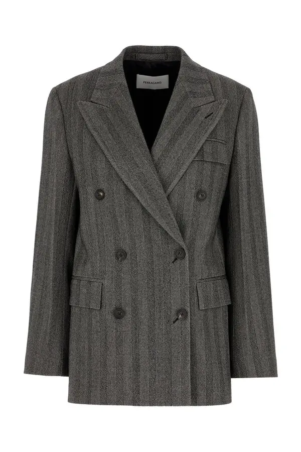 FERRAGAMO Striped Double-breasted Blazer