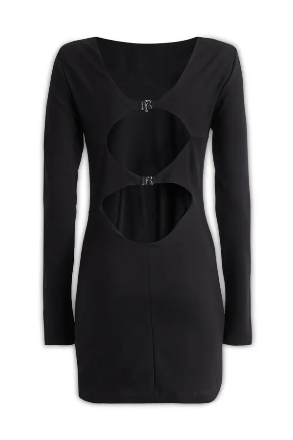 ROTATE BY BIRGER CHRISTENSEN Black Long Sleeve Cut Out Dress