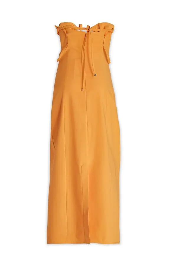 Jacquemus Orange Halter Neck Draped Dress