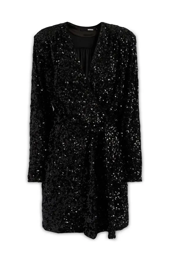 ROTATE BY BIRGER CHRISTENSEN Sequin Embellished V-neck Dress