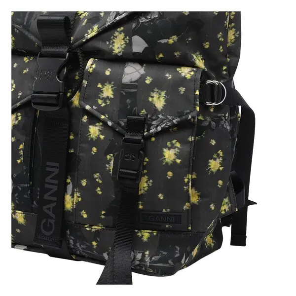 GANNI Floral Print Re-tech Backpack - Gray