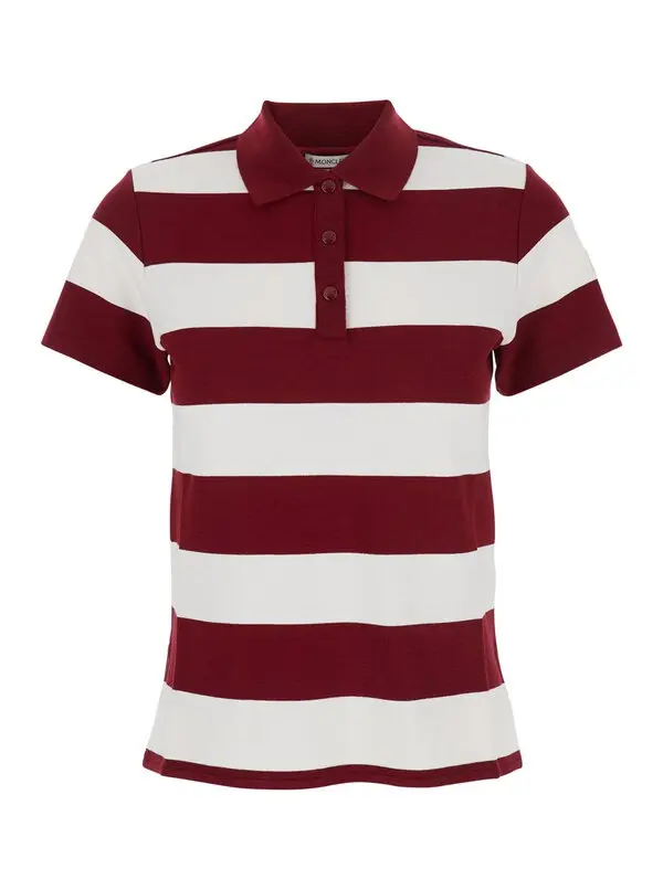 Moncler Viscose Stretch Polo Shirt With Logo Patch - Multicolor