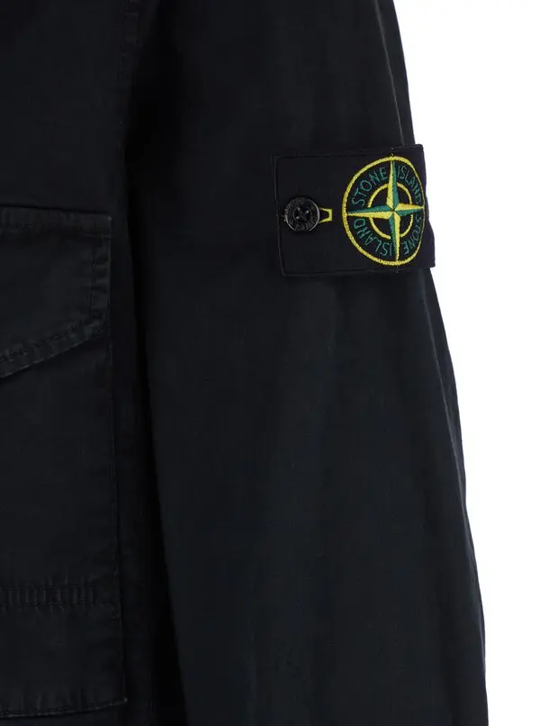 Stone Island Cotton Jacket With Classic Collar And Logo Patch - Multicolor
