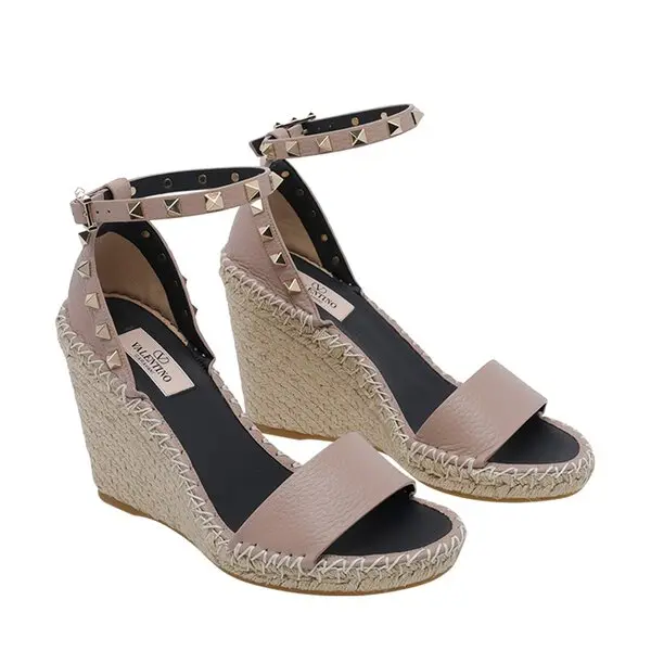 Valentino Garavani Rockstud Double Wedges - Cream