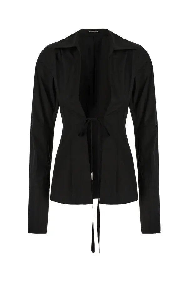 ANN DEMEULEMEESTER Black Tie Detailed Shirt