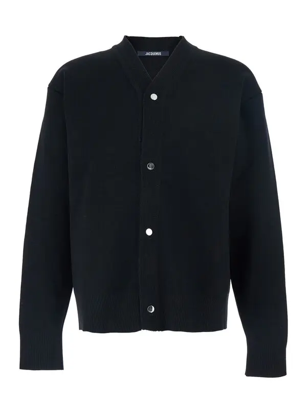Jacquemus Wool V-neck Cardigan With J Logo - Multicolor