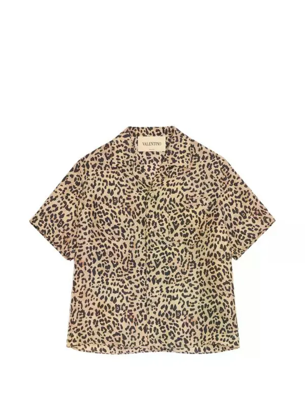Valentino Garavani Habotai Silk Bowling Shirt With Fauve Eclat Animalier Print - Neutrals