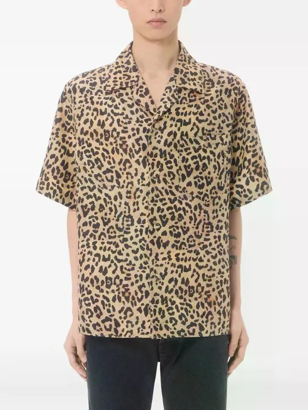 Valentino Garavani Habotai Silk Bowling Shirt With Fauve Eclat Animalier Print - Neutrals