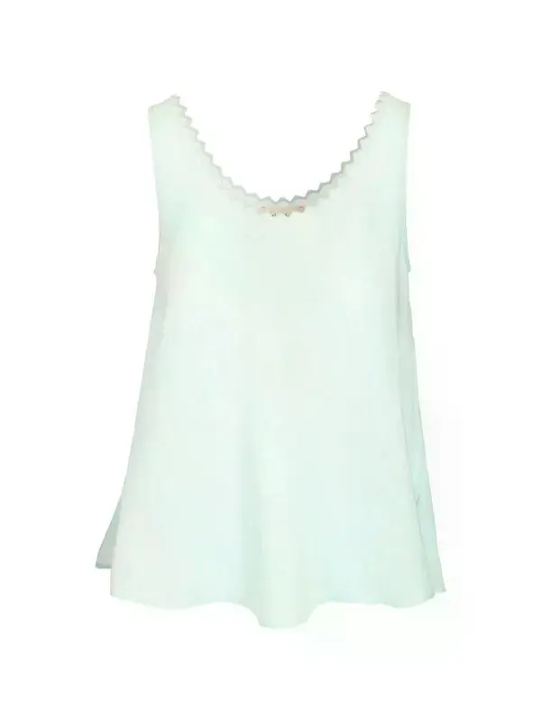 FORTE_FORTE Scalloped Edge Embroidered Top