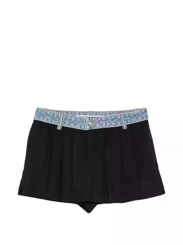 Alexander Wang Pleated Shorts With Denim Waistband - Black
