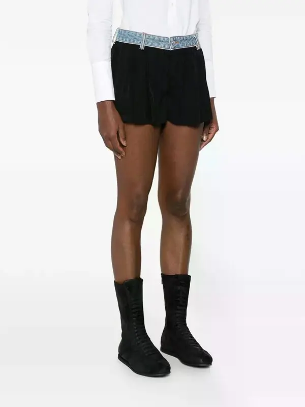 Alexander Wang Pleated Shorts With Denim Waistband