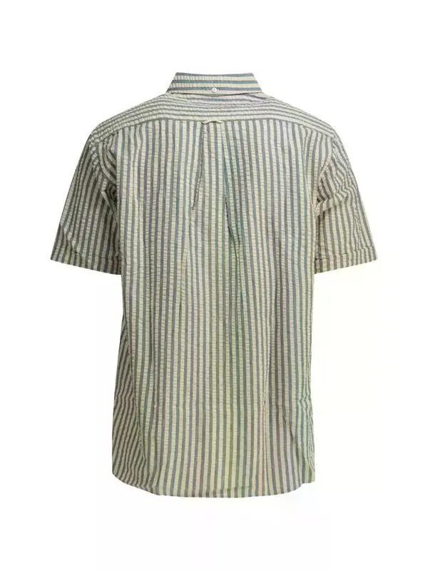 BEAMS Striped Seersucker Polo Shirt